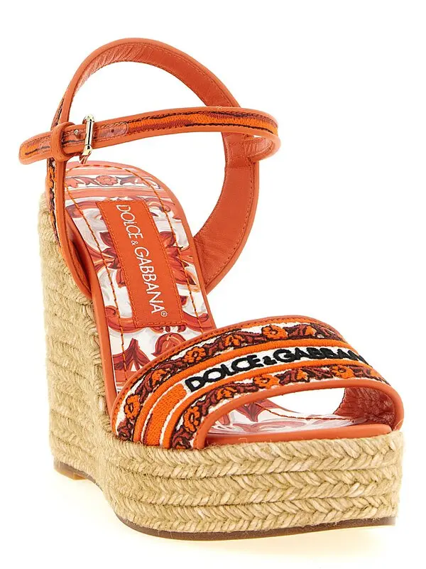 Dolce & Gabbana Maiolica' Embroidered Wedge Sandals
