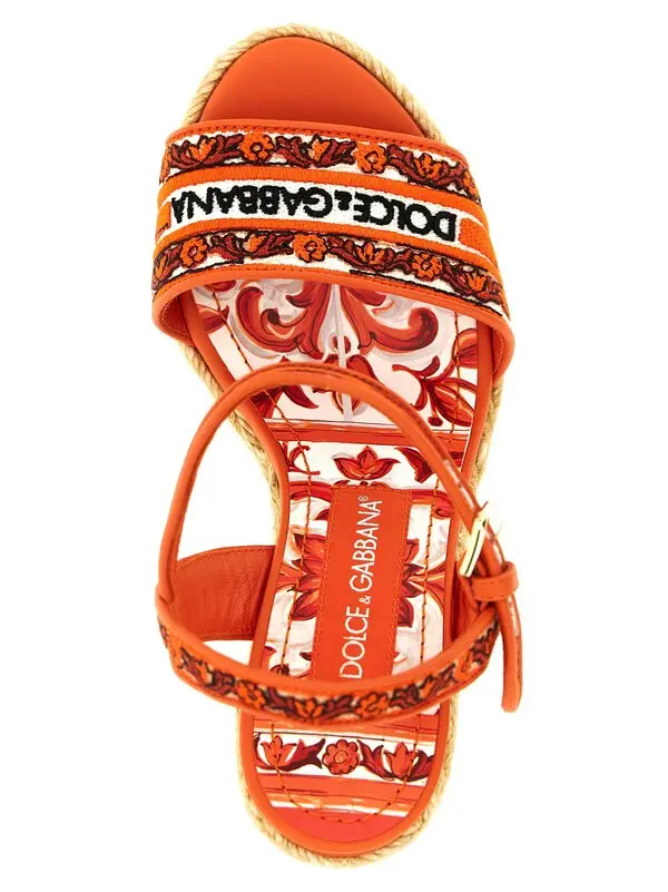 Dolce & Gabbana Maiolica' Embroidered Wedge Sandals