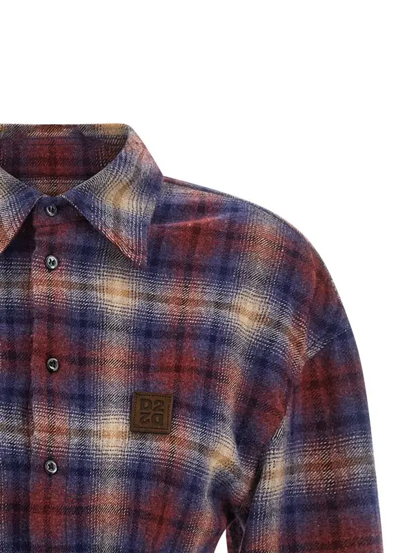 Dsquared2 Checkered Wool Shirt With Logo Patch