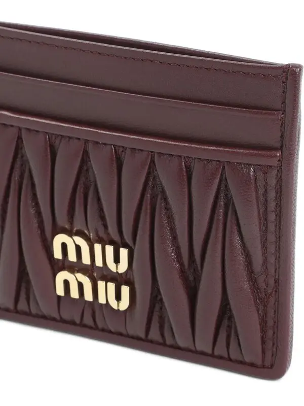 Miu Miu Matelassé Nappa Leather Card Holder - Red