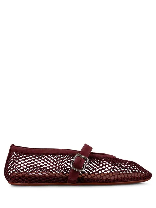 Alaïa Suede Ballet Flats In Fishnet - Red