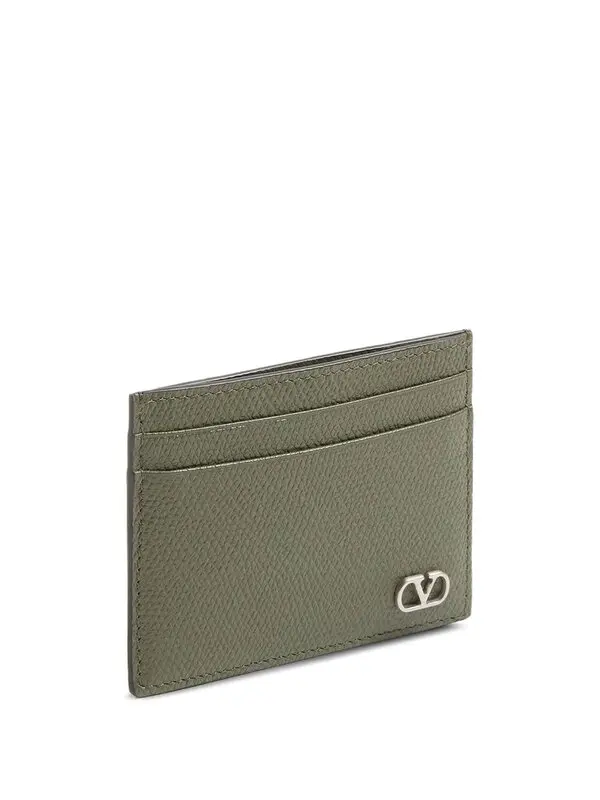Valentino Garavani Vlogo Signature Garnet Calfskin Card Holder - Gray