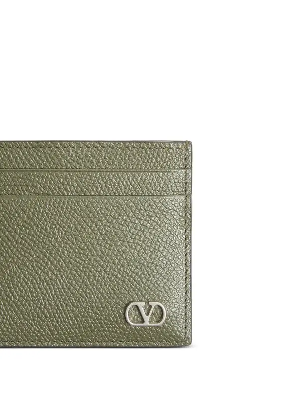 Valentino Garavani Vlogo Signature Garnet Calfskin Card Holder - Gray