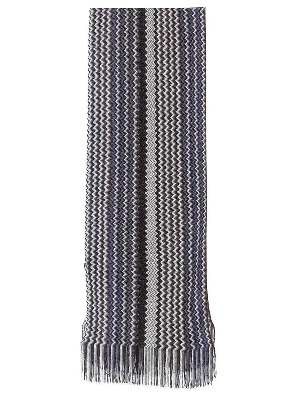 Missoni Zig-zag Viscose Fringed Scarf - Blue