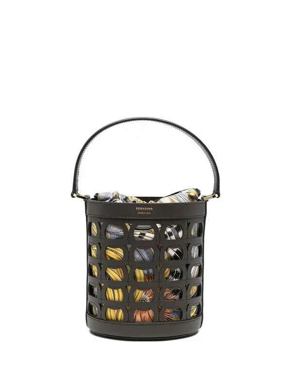FERRAGAMO Gancini Laser Xs Bucket Bag - Brown