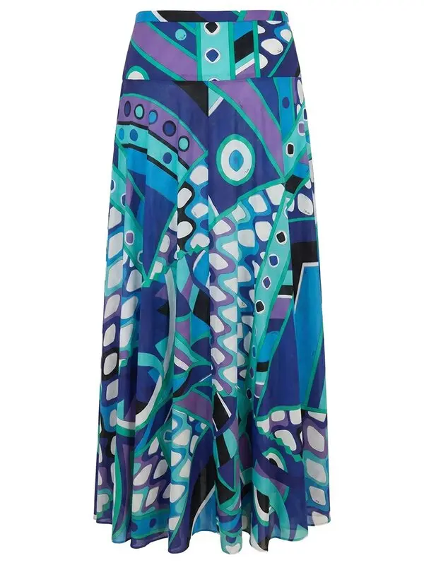 Emilio Pucci Vivara Print Long Cotton Skirt