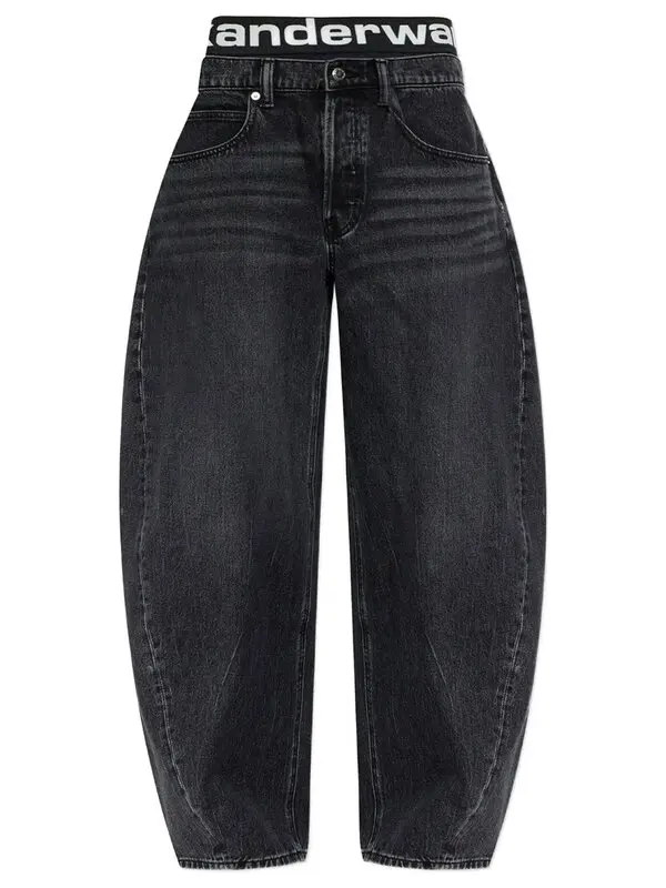 Alexander Wang Blow-up Jeans With Logo Bike Short Waistband - Gray