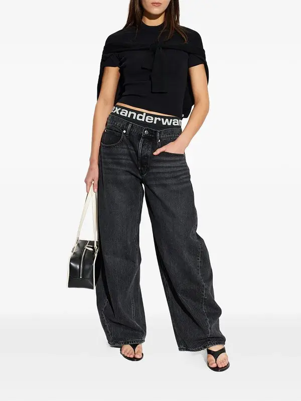 Alexander Wang Blow-up Jeans With Logo Bike Short Waistband - Gray
