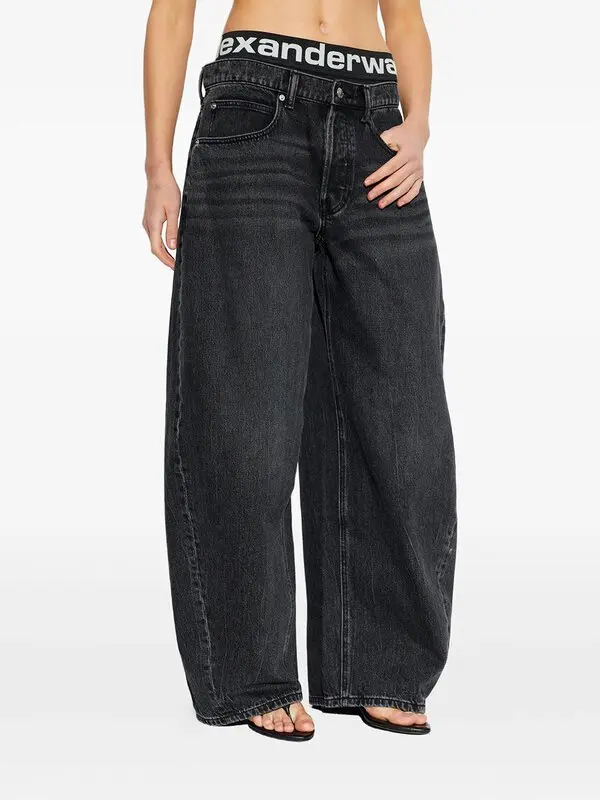 Alexander Wang Blow-up Jeans With Logo Bike Short Waistband - Gray