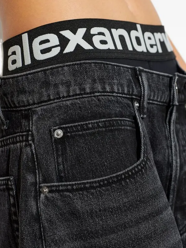 Alexander Wang Blow-up Jeans With Logo Bike Short Waistband - Gray