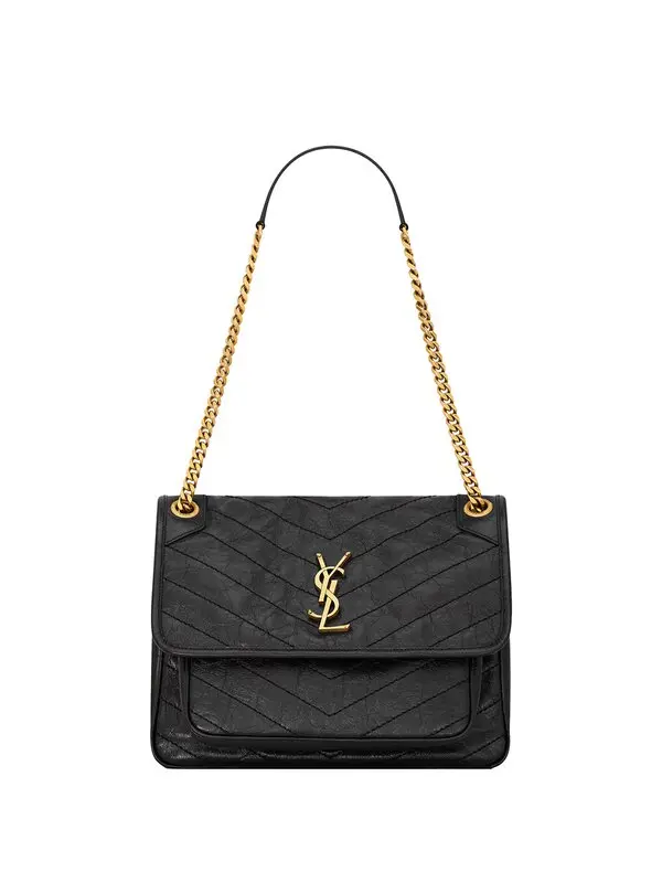 Saint Laurent Niki Medium Soft Bag In Vintage Leather - Black