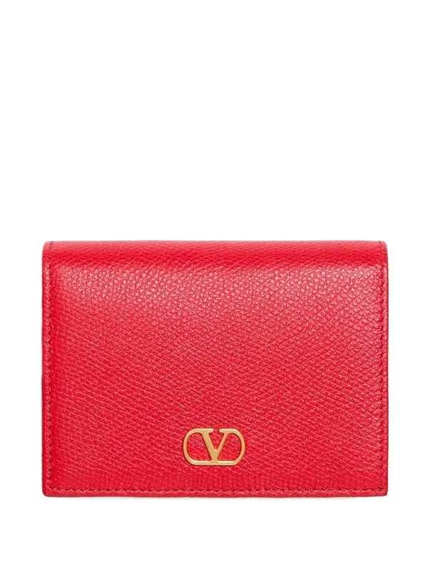 Valentino Garavani Vlogo Signature Grainy Leather Wallet - Red
