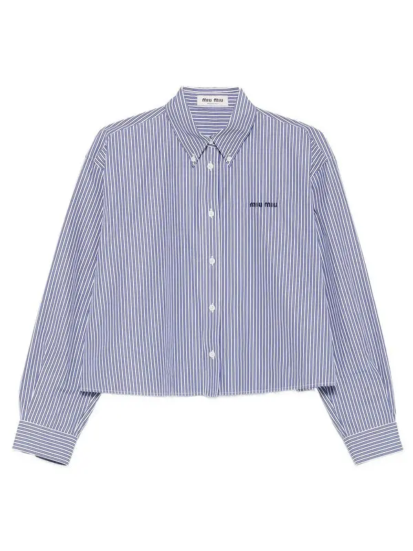 Miu Miu Micro Pinstripe Poplin Shirt - Blue