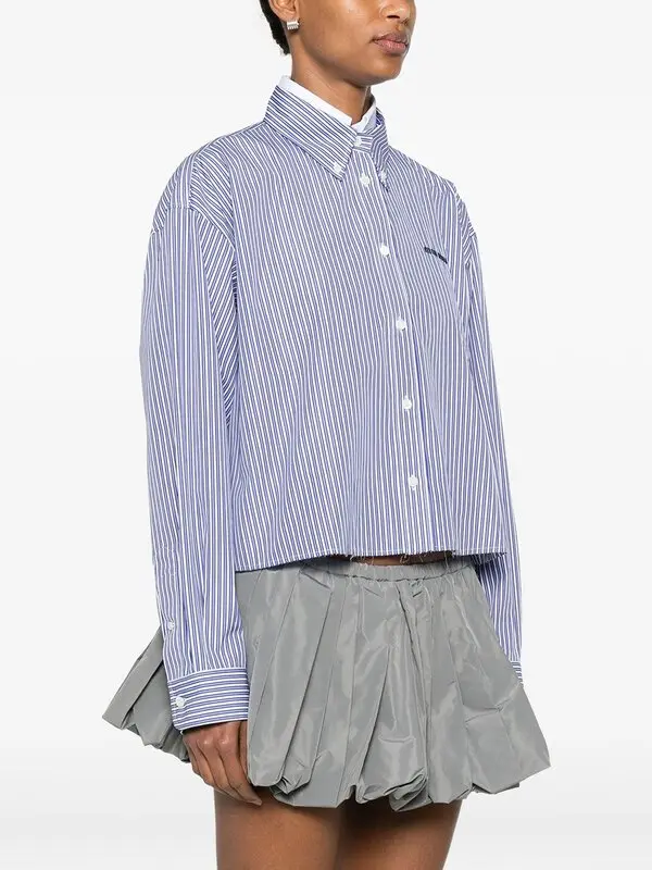 Miu Miu Micro Pinstripe Poplin Shirt - Blue