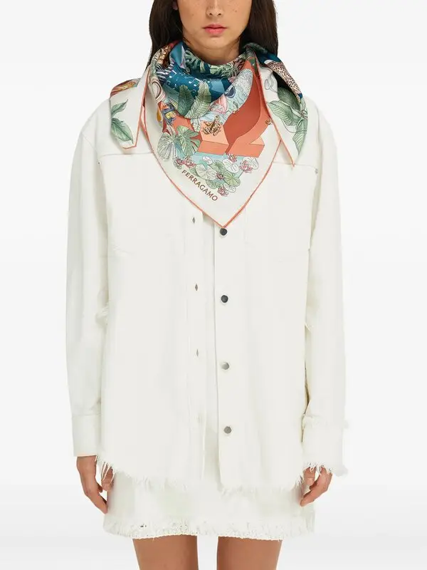 FERRAGAMO Jungle Party Print Silk Scarf - Multicolor