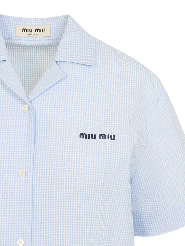 Miu Miu Gingham Check Embroidered Logo Shirt