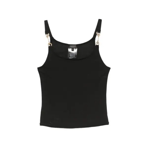 Gucci Viscose-blend Tank Top With Horsebit Hardware - Black