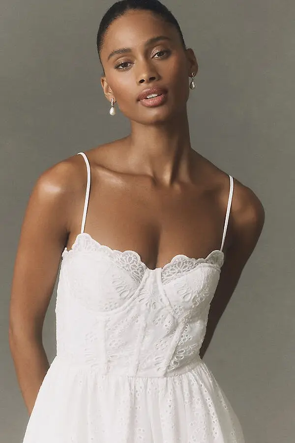 Bhldn Bustier Eyelet Midi Dress