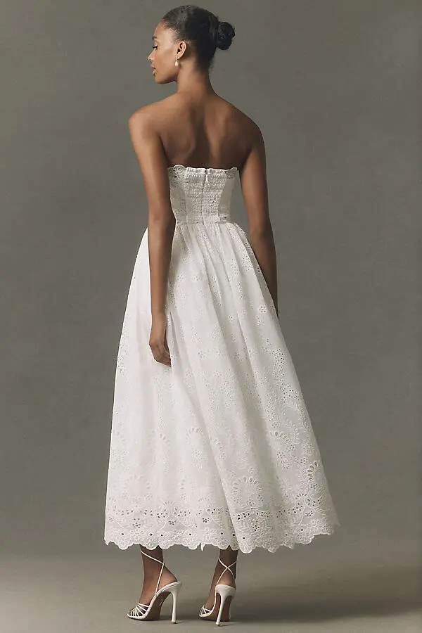 Bhldn Bustier Eyelet Midi Dress