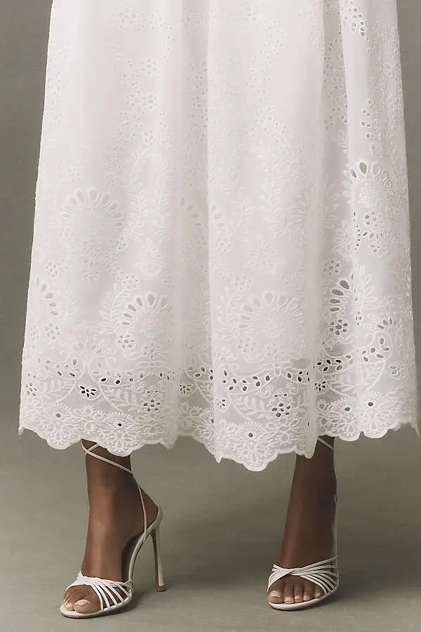 Bhldn Bustier Eyelet Midi Dress