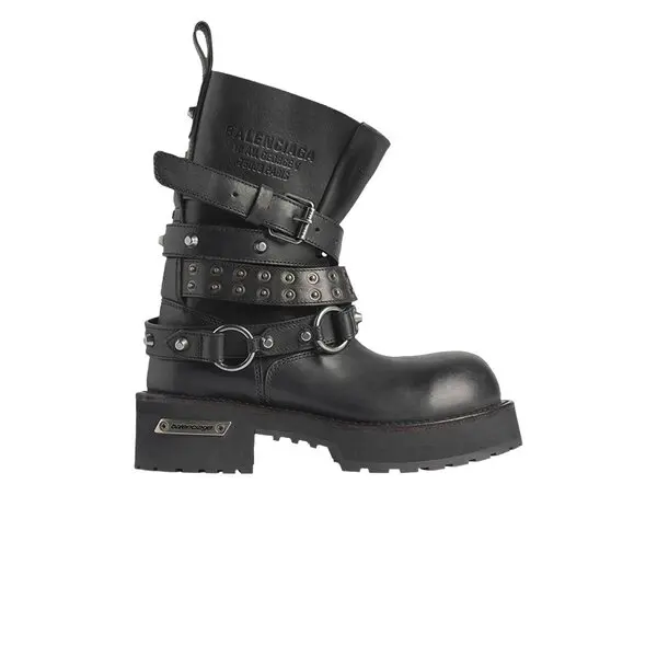 Balenciaga Buckled Leather Boots - Black