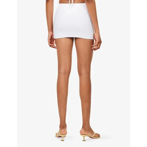 OCEANUS Lemon Beaded Woven Mini Skirt