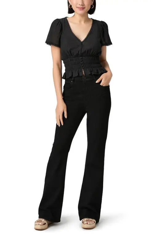 Paige Laurel Canyon High Waist Bootcut Jeans - Black Shadow
