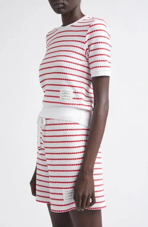 Thom Browne Stripe Cotton Honeycomb Jacquard T-shirt