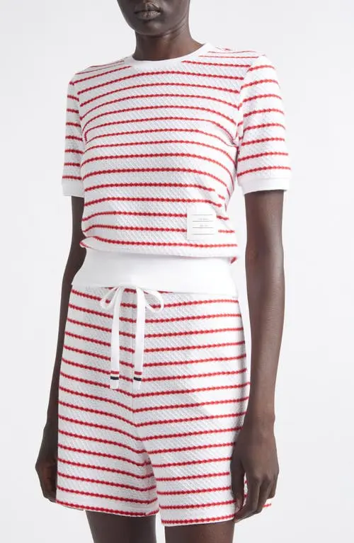 Thom Browne Stripe Cotton Honeycomb Jacquard T-shirt