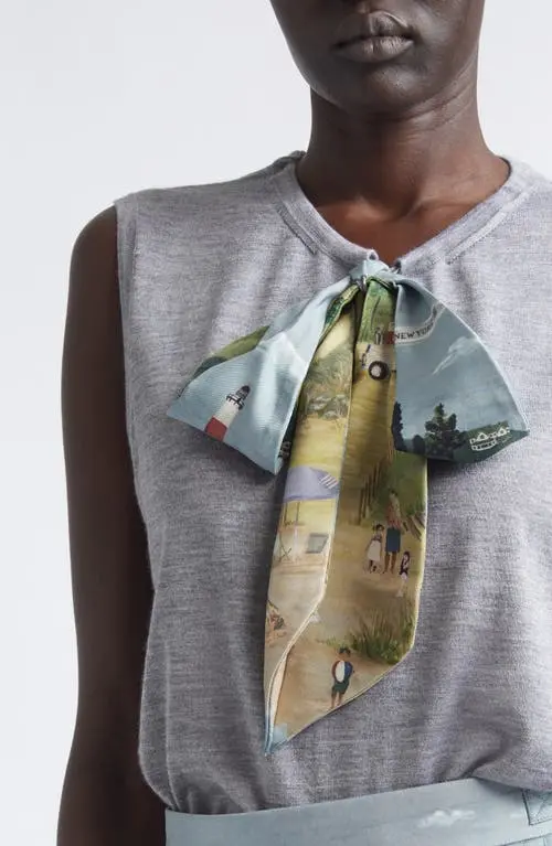 Thom Browne Nantucket Scenic Silk Tie Cashmere & Silk Blend Sweater Vest