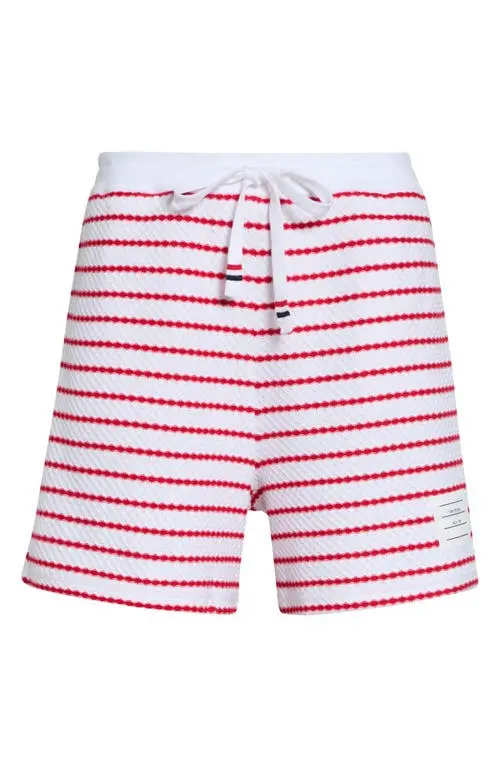 Thom Browne Stripe Cotton Honeycomb Jacquard Shorts