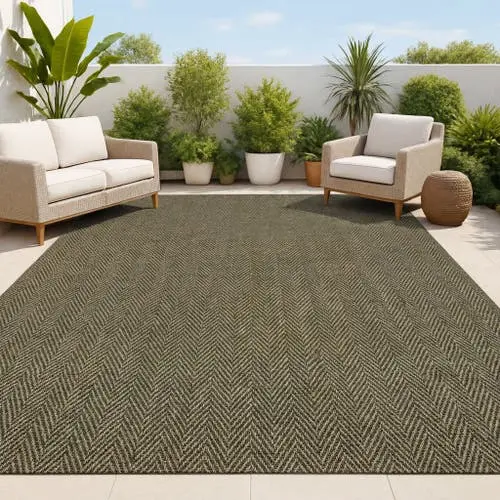 JONATHAN Y Rowena Easy Jute Scandinavian Boho Herringbone Weave Indoor/outdoor Area Rug