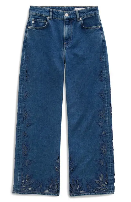 Ag Saige Wide Leg Crop Jeans With Cutout Details - Malbec