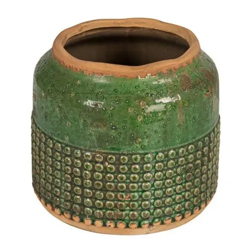 STORIED HOME Hobnail Planter Vase - Green