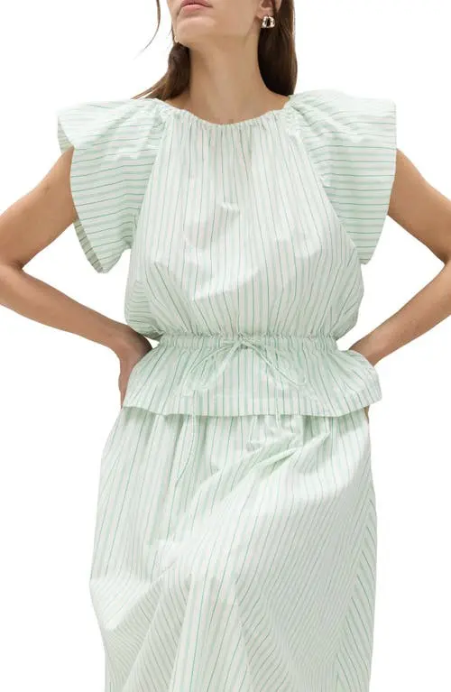 M&s Variegated Stripe Cotton Top - Green/multi