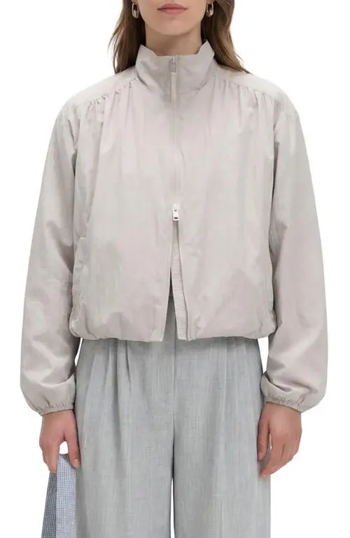 M&s Funnel Neck Zip-up Jacket - Grey