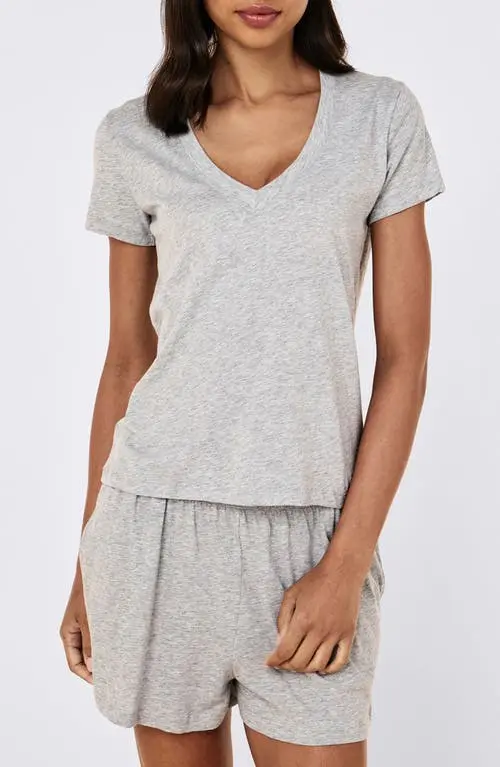 PAPINELLE Jada Organic Cotton V-neck Pajama Top - Grey
