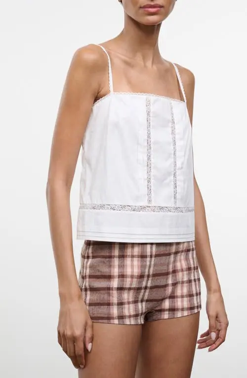 Staud Corinna Lace Detail Cotton Top - Ivory