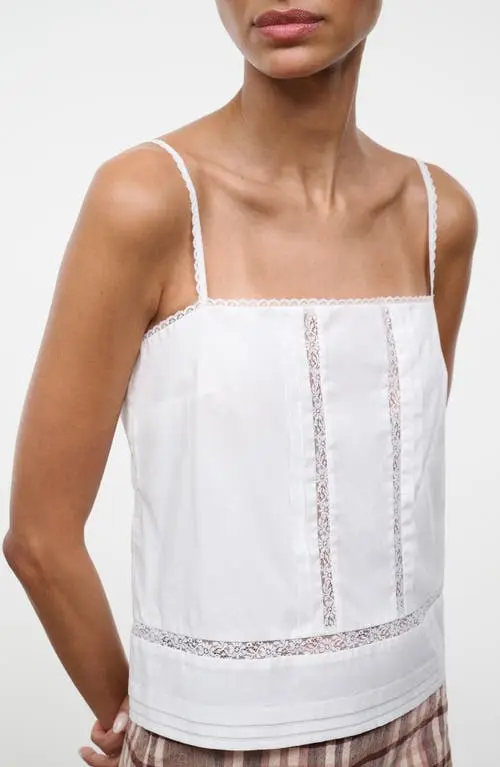 Staud Corinna Lace Detail Cotton Top - Ivory