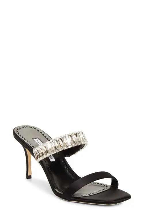 Manolo Blahnik Sako Bay Crystal Embellished Stiletto Sandal - Black