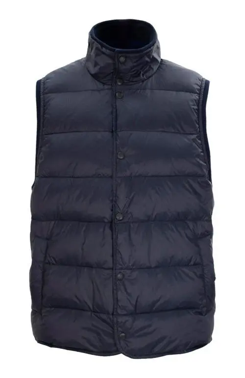 LORDS OF HARLECH Jork Hybrid Puffer Merino Wool Sweater Vest - Navy