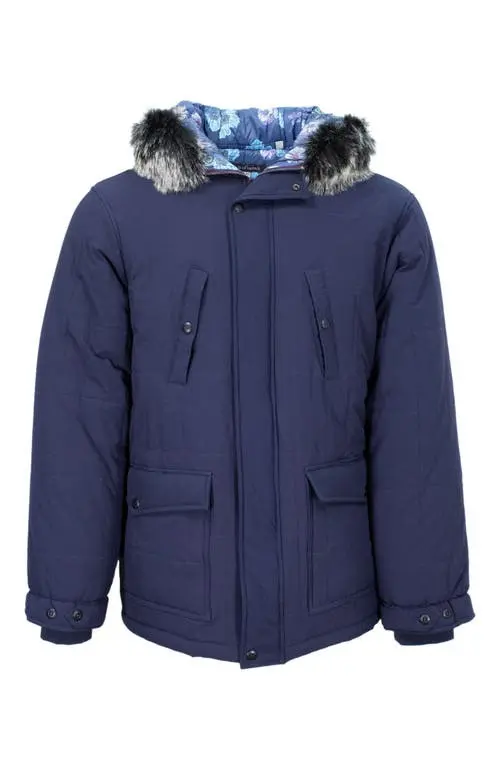 LORDS OF HARLECH Duffy Quilted Ripstop Parka Jacket - Navy