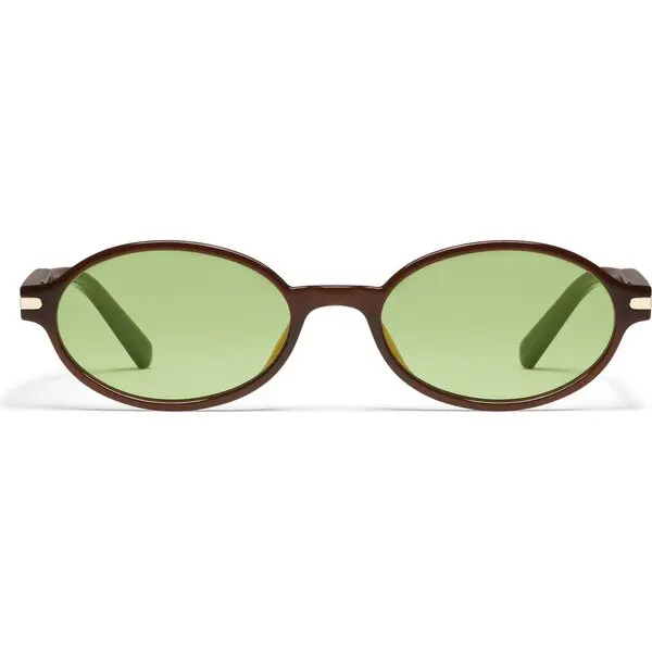 Quay Nevermind 54mm Round Sunglasses - Dark Brown/pistachio