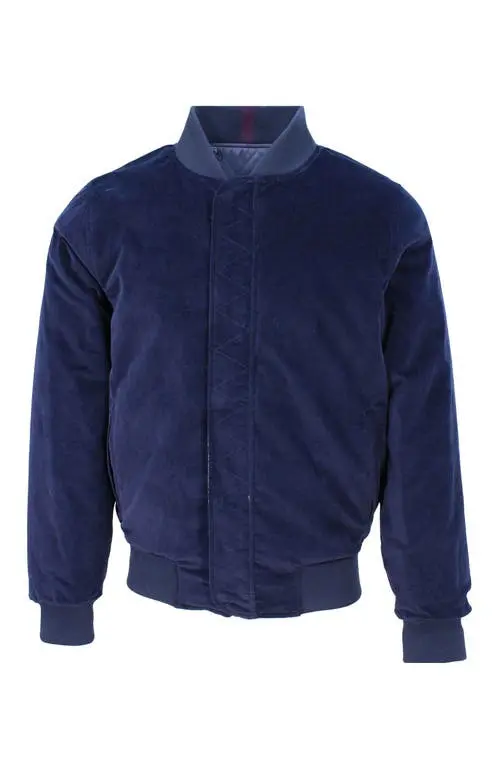 LORDS OF HARLECH Don Velvet Reversible Bomber Jacket - Navy