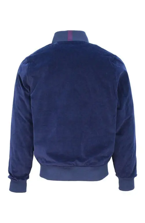 LORDS OF HARLECH Don Velvet Reversible Bomber Jacket - Navy