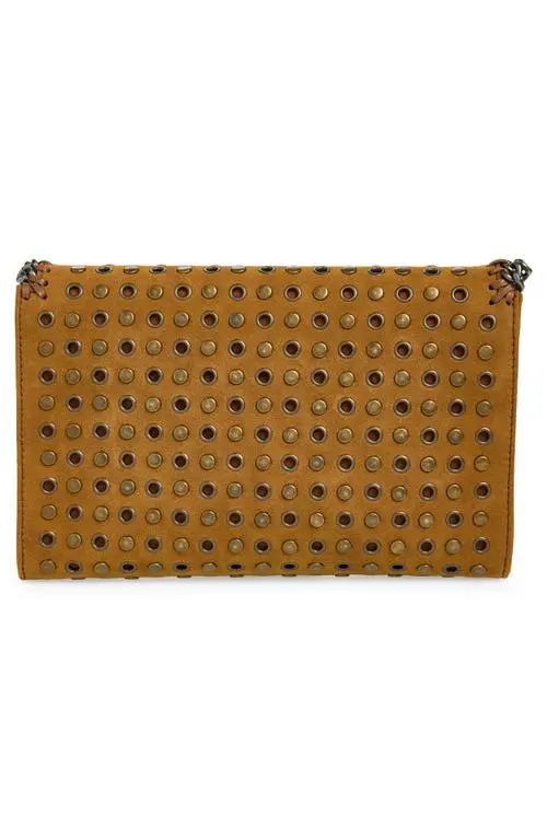 Stella McCartney Falabella Studded Faux Suede Wallet Crossbody Bag - Brandy