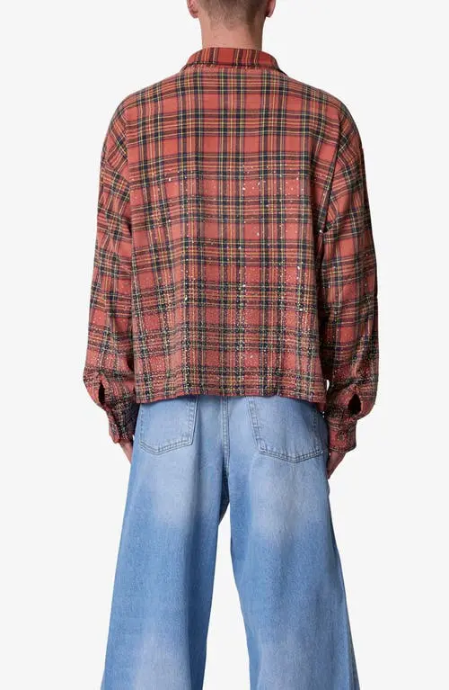 Mnml Rhinestone Flannel Button-up Shirt