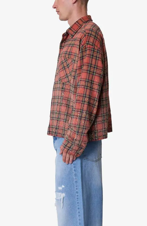Mnml Rhinestone Flannel Button-up Shirt