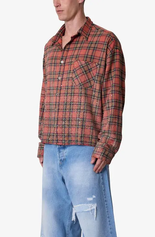 Mnml Rhinestone Flannel Button-up Shirt