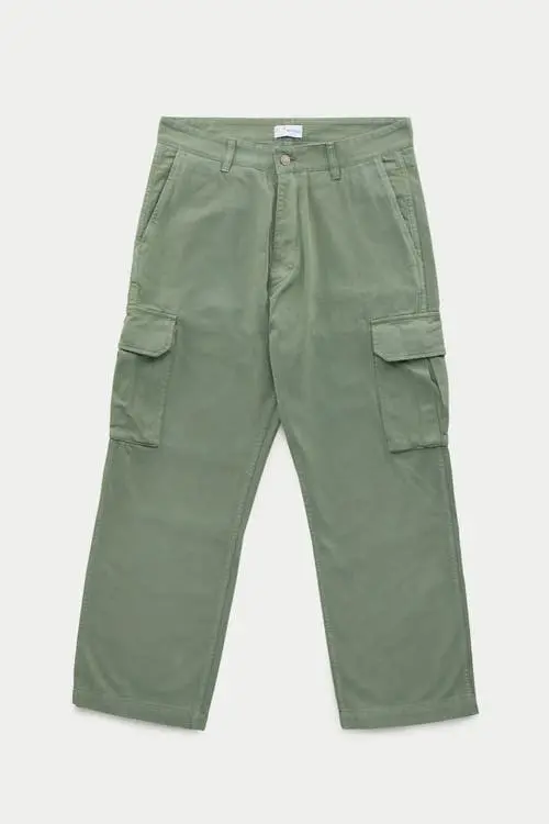 WOLF VS. GOAT (WVG) Wolf Vs. Goat Herringbone Garment-dyed Cargo Pants - Olive